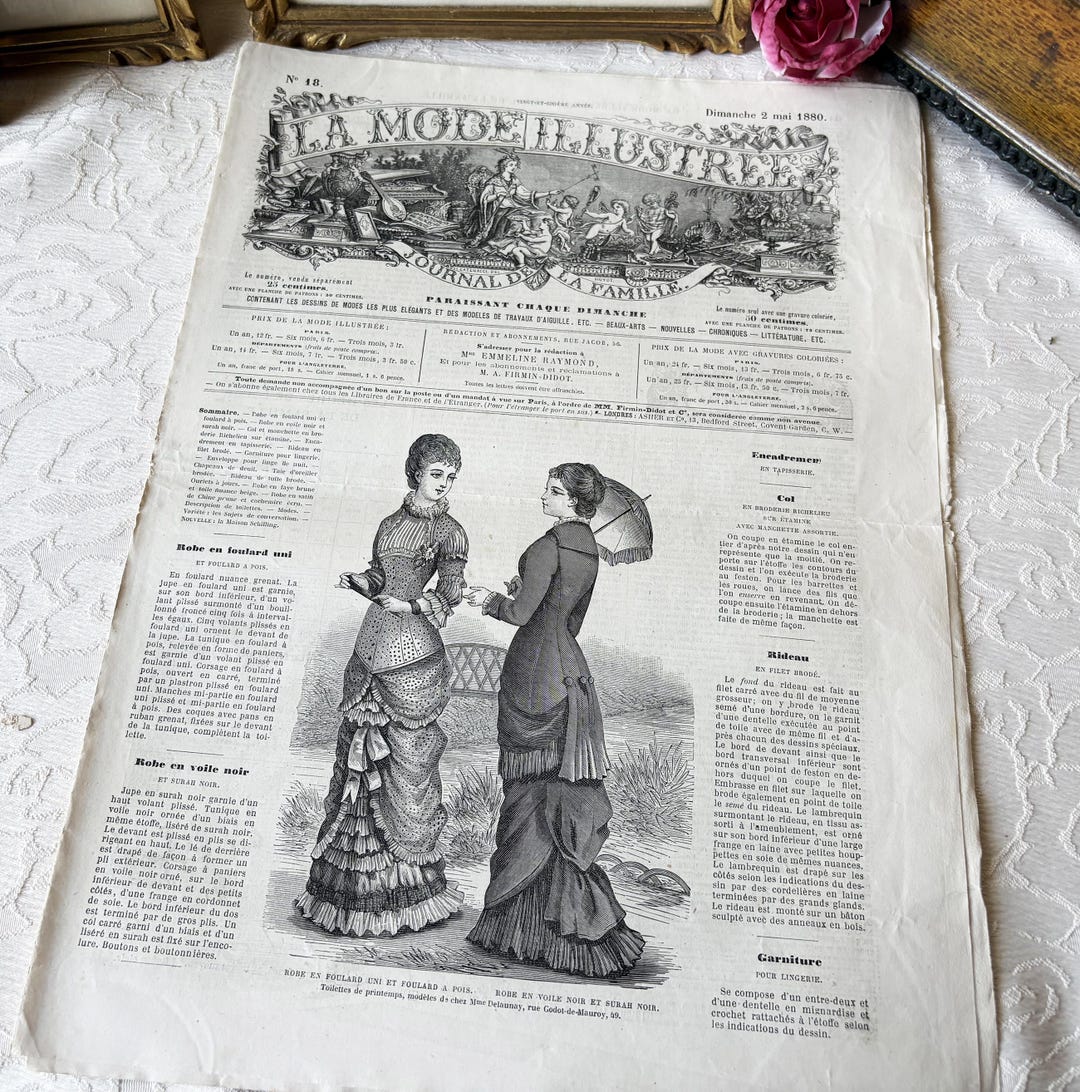 1880 Antique French Victorian Edwardian Fashion Journal for Women ...