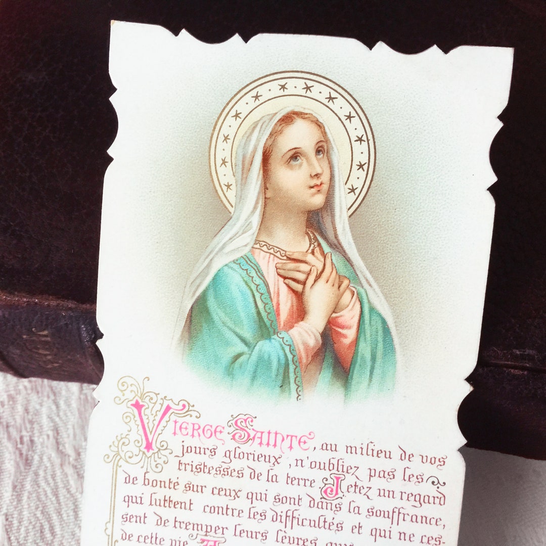 Vintage French Virgin Mary Holy Card, Catholic Prayer Card, Antique ...