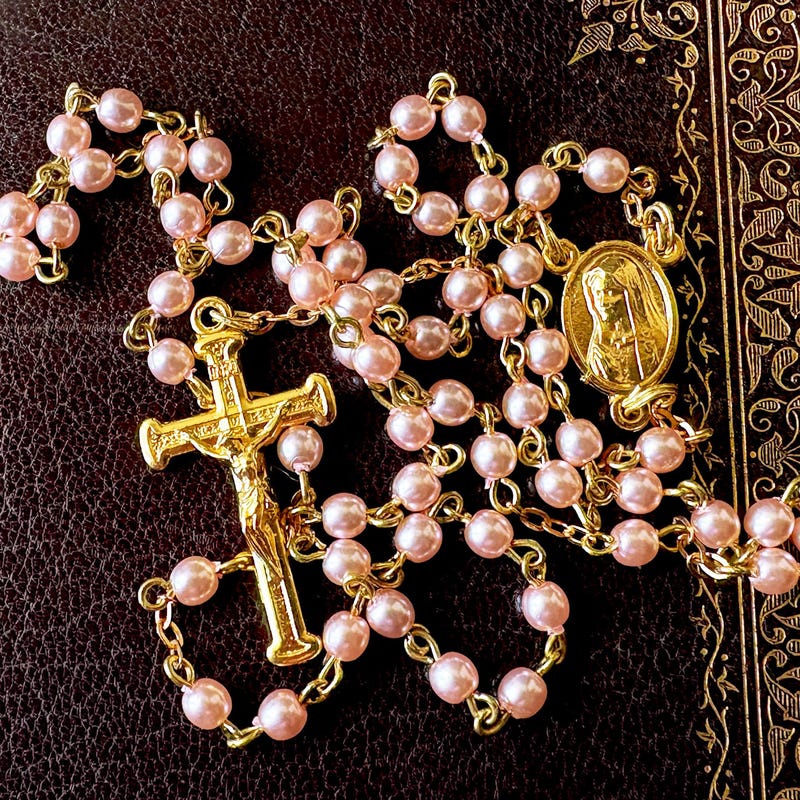 Pink Rosary - Etsy