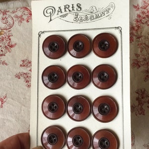 12 Vintage French Large Buttons on Card 27 Mm, Brown Sewing Buttons 1. ...