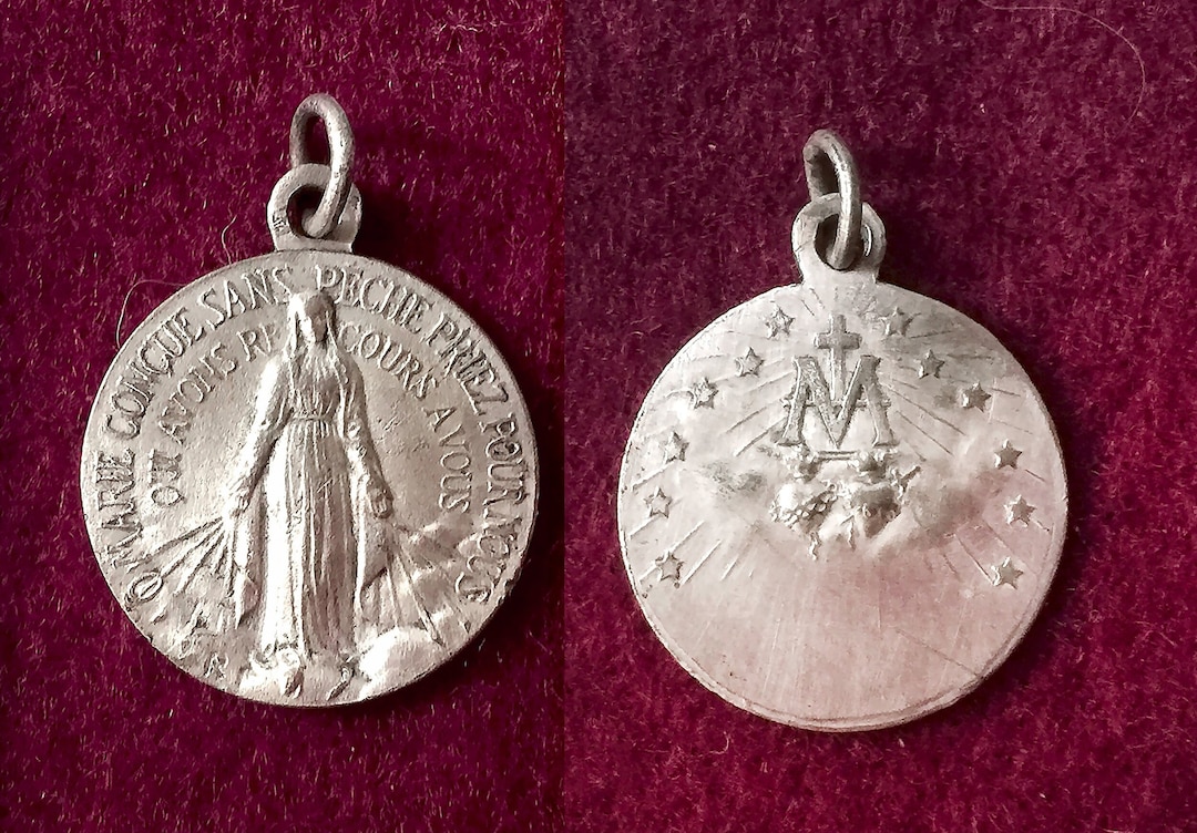 Vintage French Virgin Mary Catholic Religious Pendant, Antique Mary ...