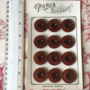 12 Vintage French Large Buttons on Card 27 Mm, Brown Sewing Buttons 1. ...
