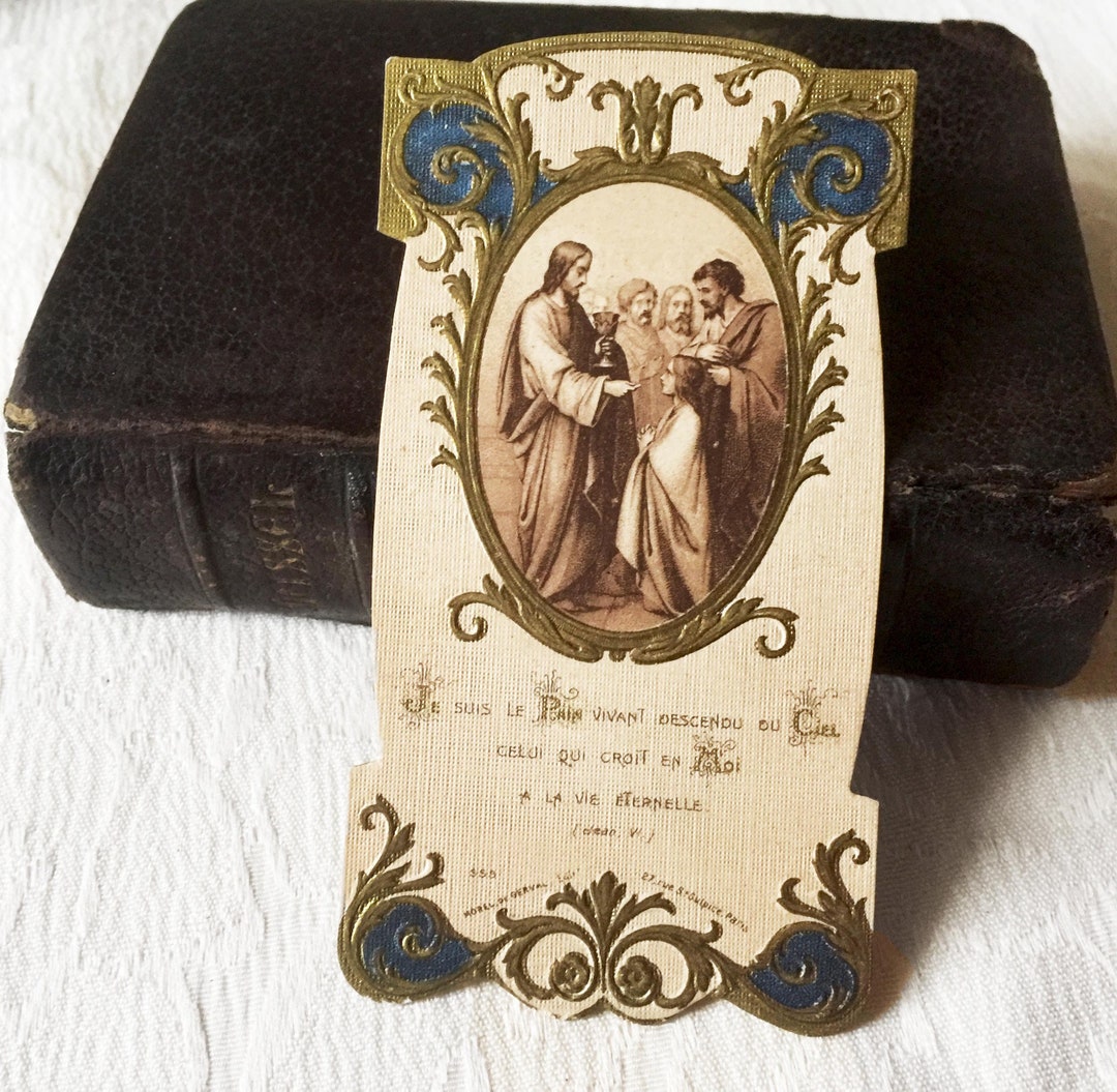Antique French Jesus Holy Card, Religious Image 1924, Communion ...