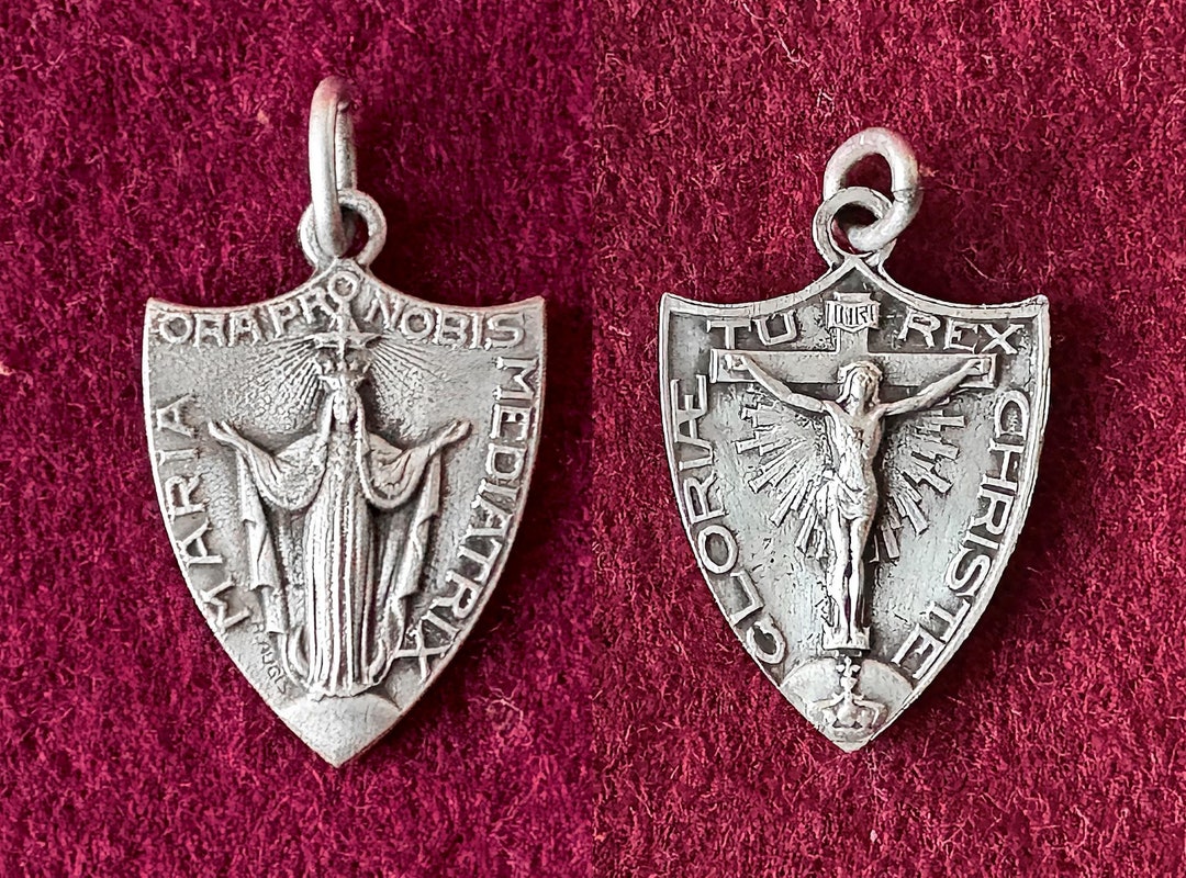 Rare Vintage French Mary Pendant, Virgin Mary Religious Medal of Maria ...