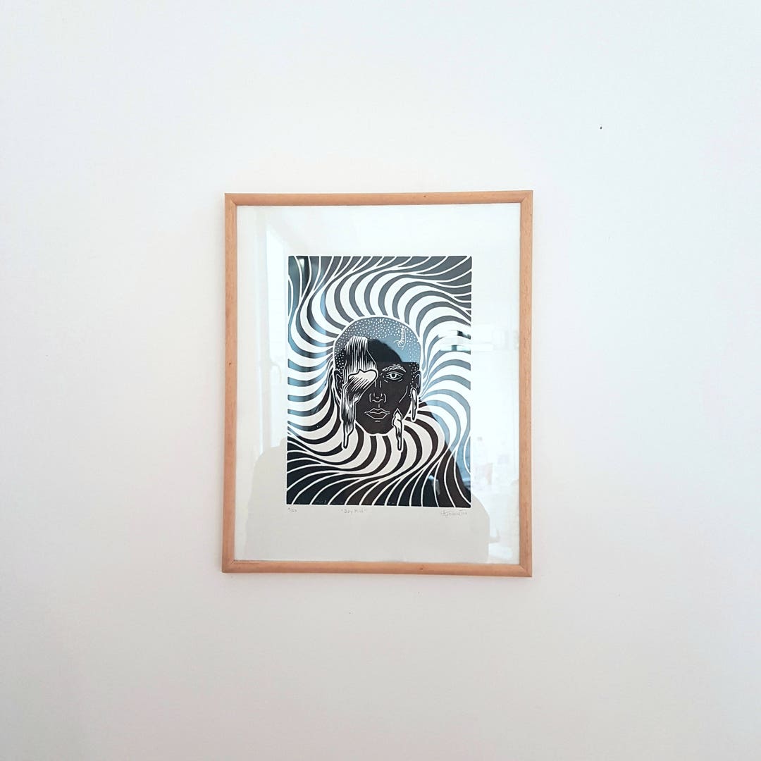 Linocut Engraved and Manually Printed, Numbered and Signed, Print Paper ...