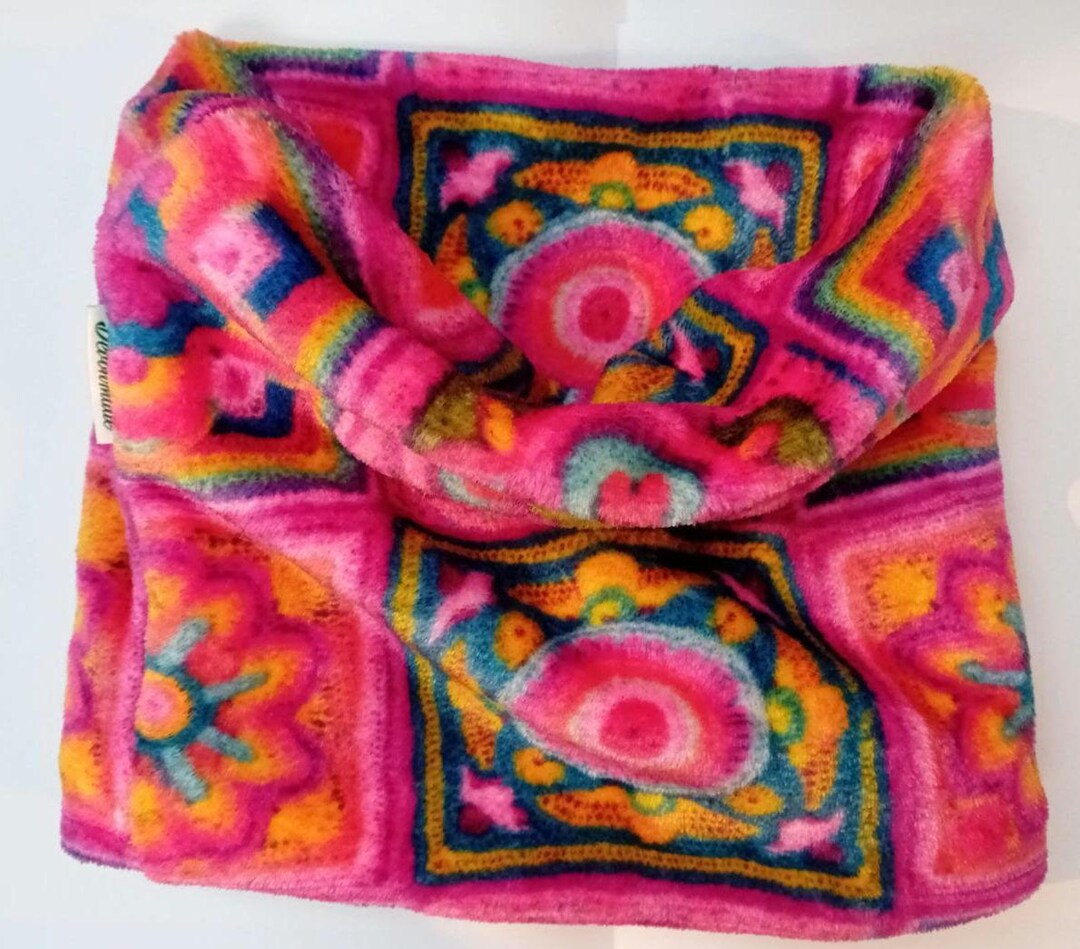 Neck Warmer Crochet Granny Squares Print Supersoft Cuddle Fleece Gaiter ...