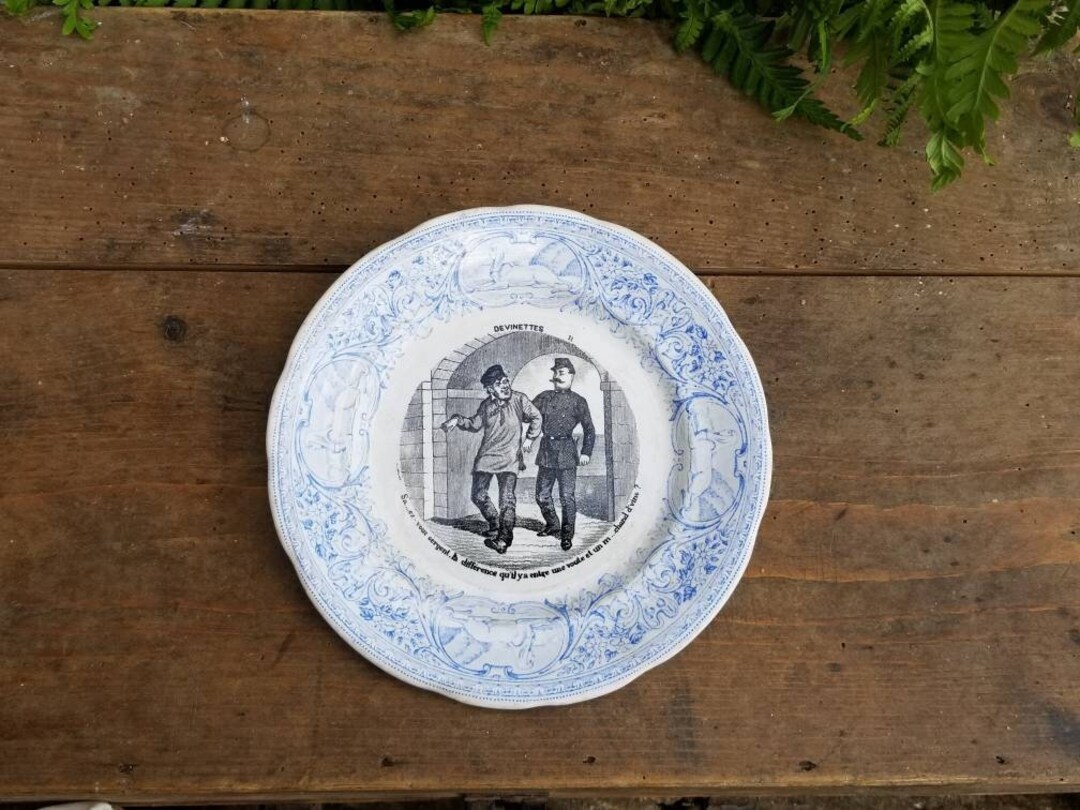 Vintage French Talking Plate: Digoin Sarreguemines Devinette No 11 - Etsy