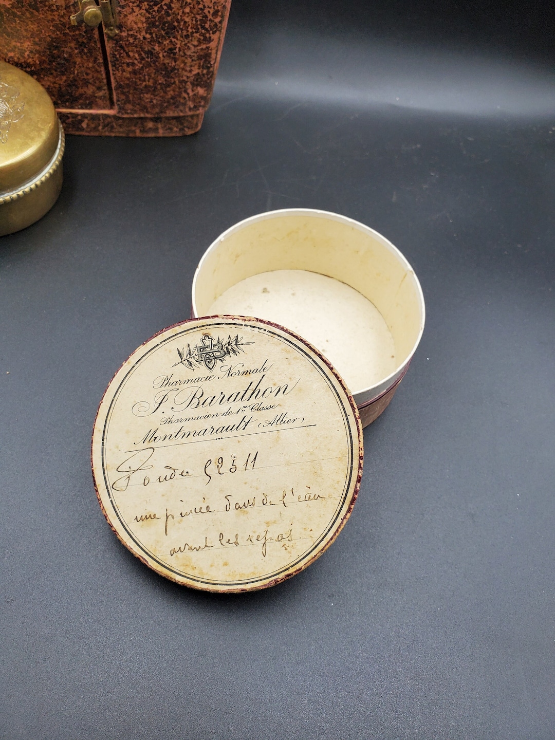 Antique French Card Powder Box From J Barathon Pharmacy in Montmarault ...