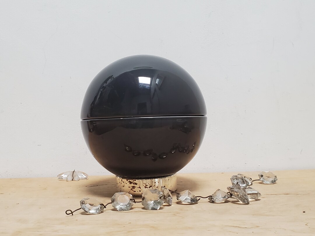 Vintage French MCM Minimalist Charcoal Grey Glazed Ball Making 2 Half ...