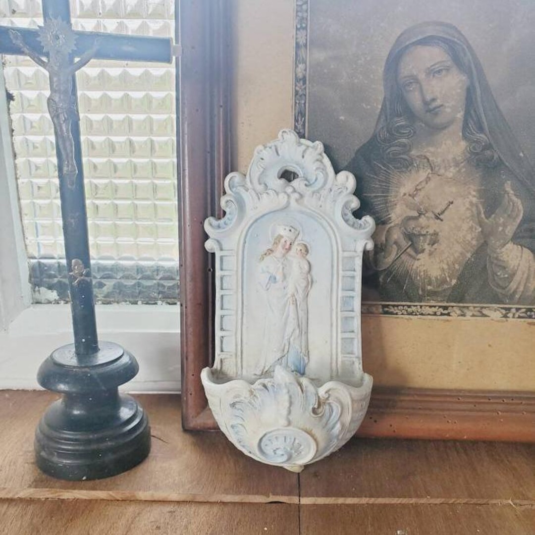 Vintage French Holy Water Stoup for Wall Mounting Made From Paris ...