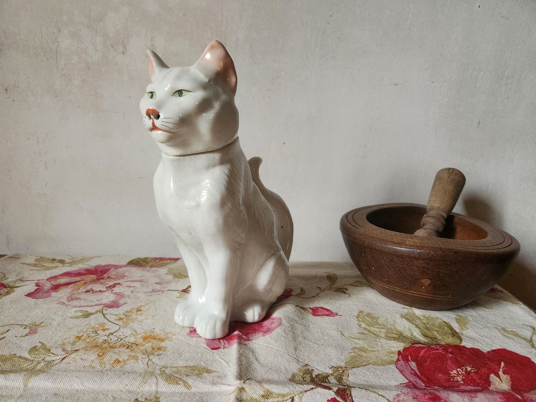 Antique French Cat Carafe Circa 1900 George Dreyfus Majolica Absinthe ...