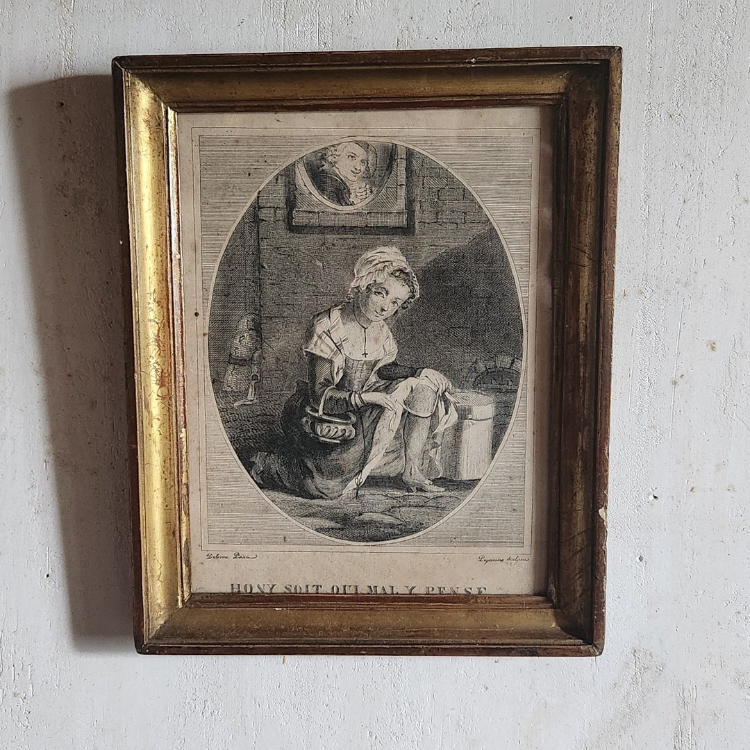 Antique French Lithography Hony Soit Qui Mal Y Pense in Gilt Frame - Etsy