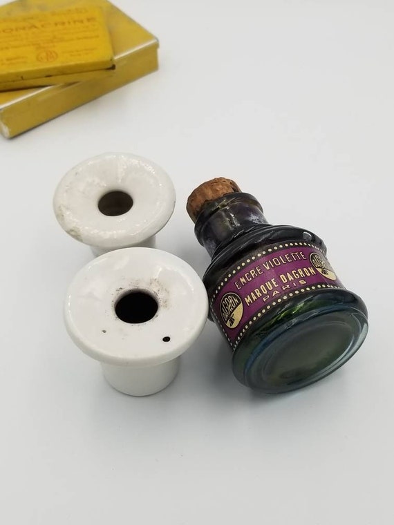 Craft Supplies & Tools Inkwells Visual Arts Vintage French Glass Bottle ...