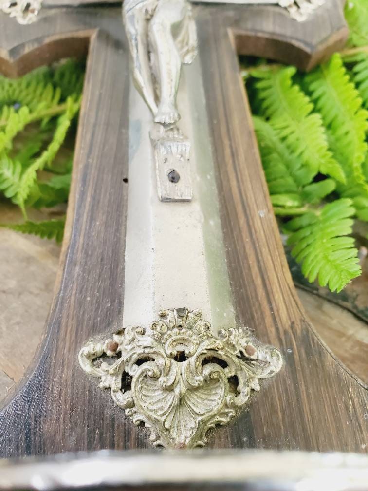 Antique French Religious Crucifix Font: Sacred Heart Benetier, Marked ...