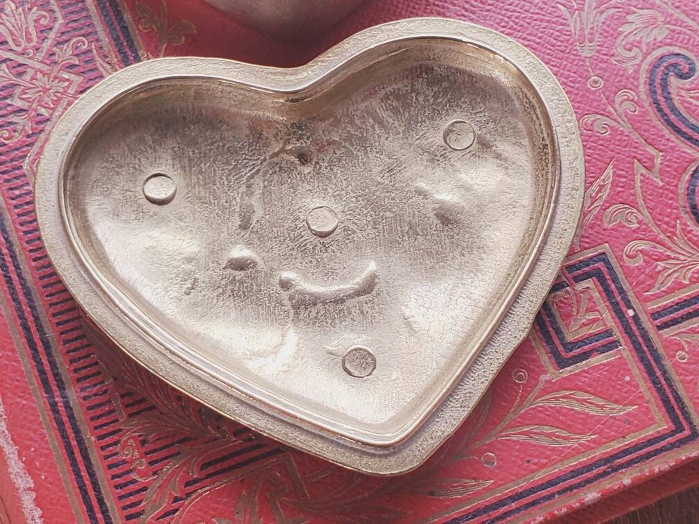 Antique French Brass Heart Box With Floral Decorated Lid. - Etsy