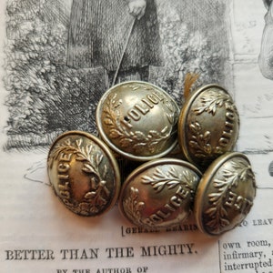 Antique French 5x Silver & Brass Police Buttons With Laurel Decorated ...