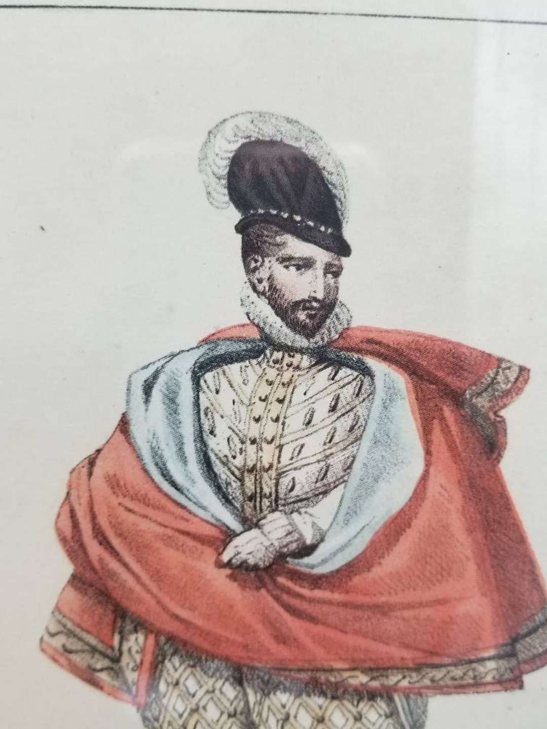 Vintage French Coloured Lithograph by François Delpech of a Nobleman in ...