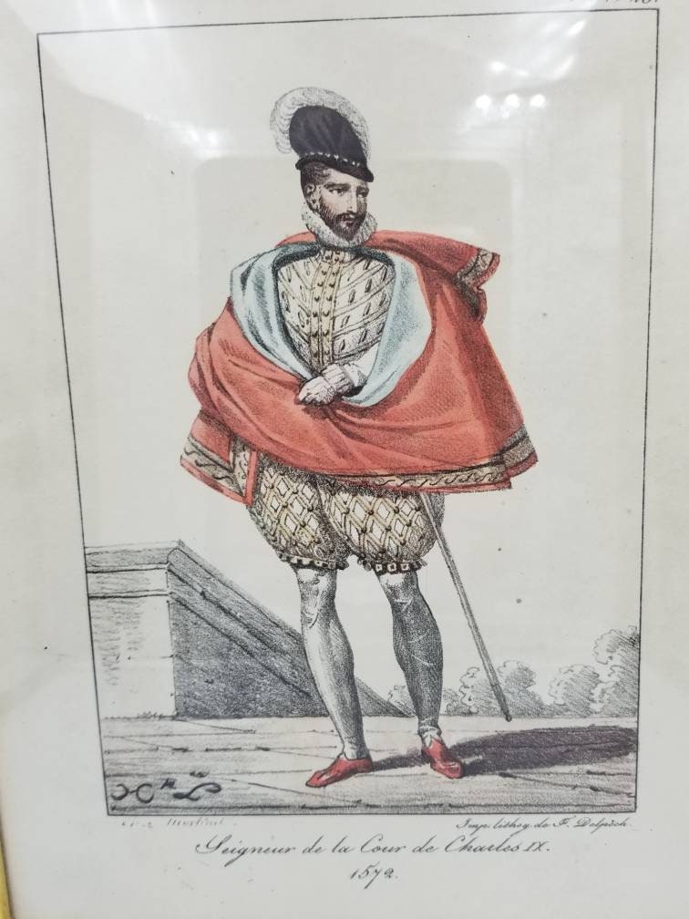 Vintage French Coloured Lithograph by François Delpech of a | Etsy