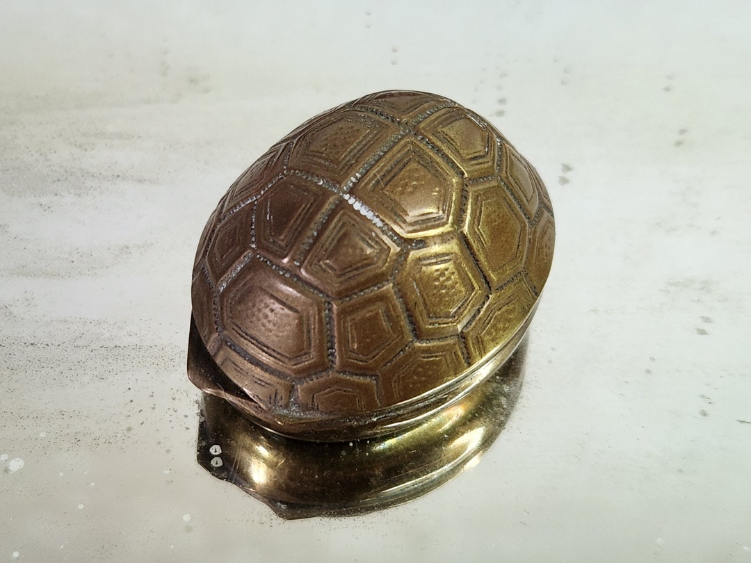 Vintage Italian Brass Tortoise Snuff Box, Pill Box Tobacciana. Brass ...