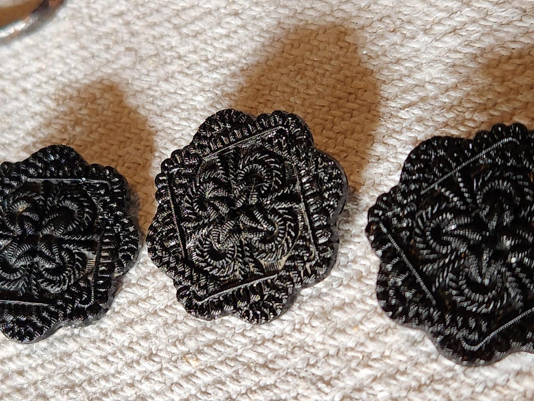 Antique French 6x Black Glass Victorian Mourning Buttons - Etsy