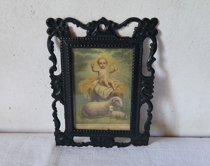 Antique French Black Tin Type Picture Frame. Black Tin Frame. Victorian ...