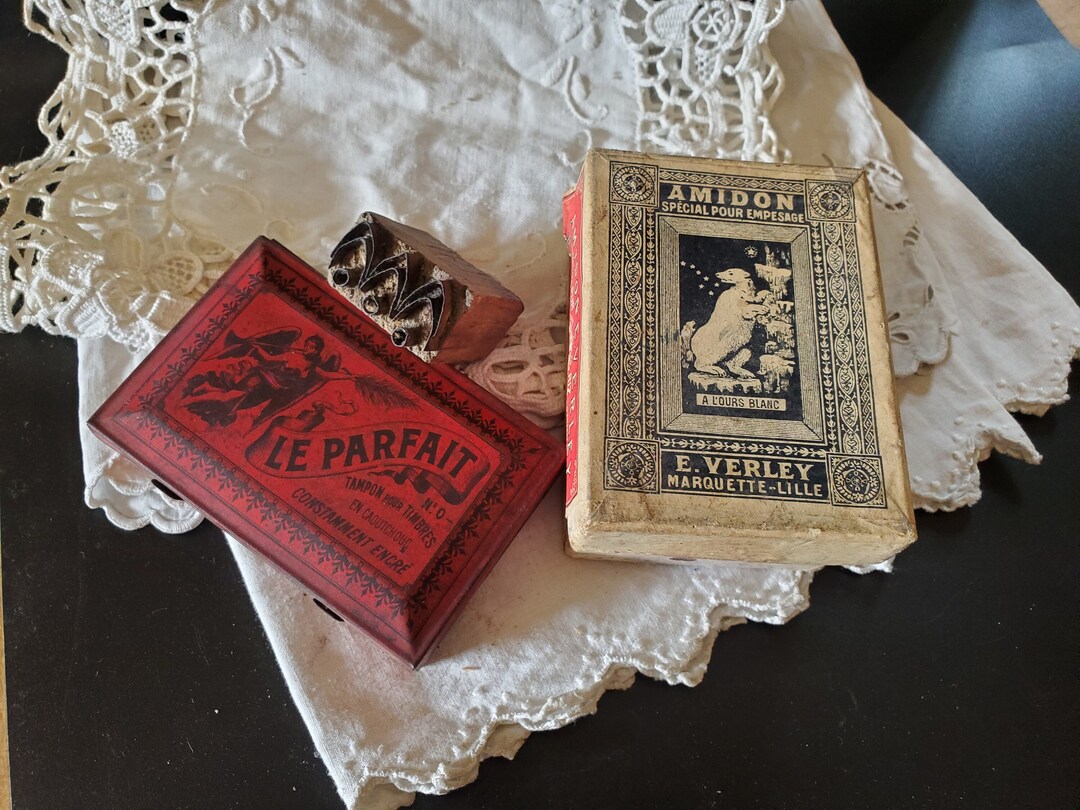 Antique French Box E.verley Pressing Starch 'amidon De L'ours Blanc ...