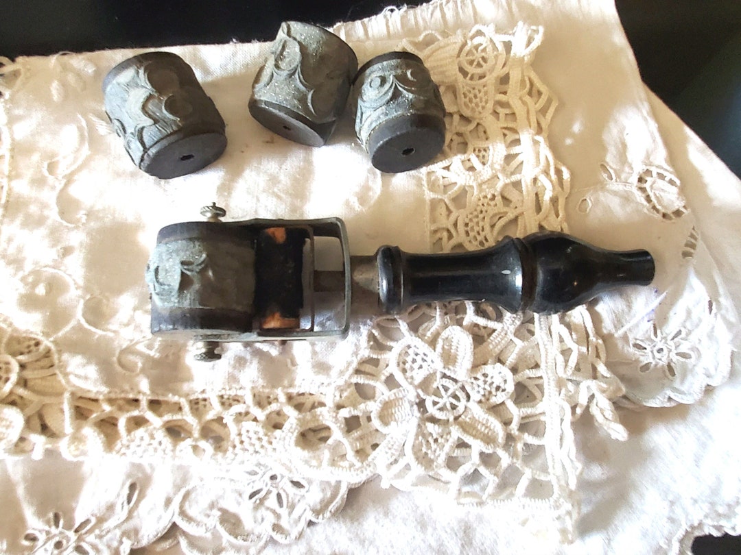 Antique 1900s French Embroidery Roller With 4 Stamps. Scrapbooking ...