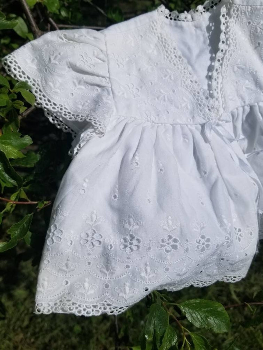 Vintage French White Cotton Baby Tunic: Embroidery Anglaise, Puff ...