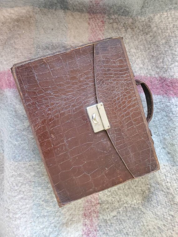 French Antique Rustic Gentleman's Travel Case Brown L… - Gem