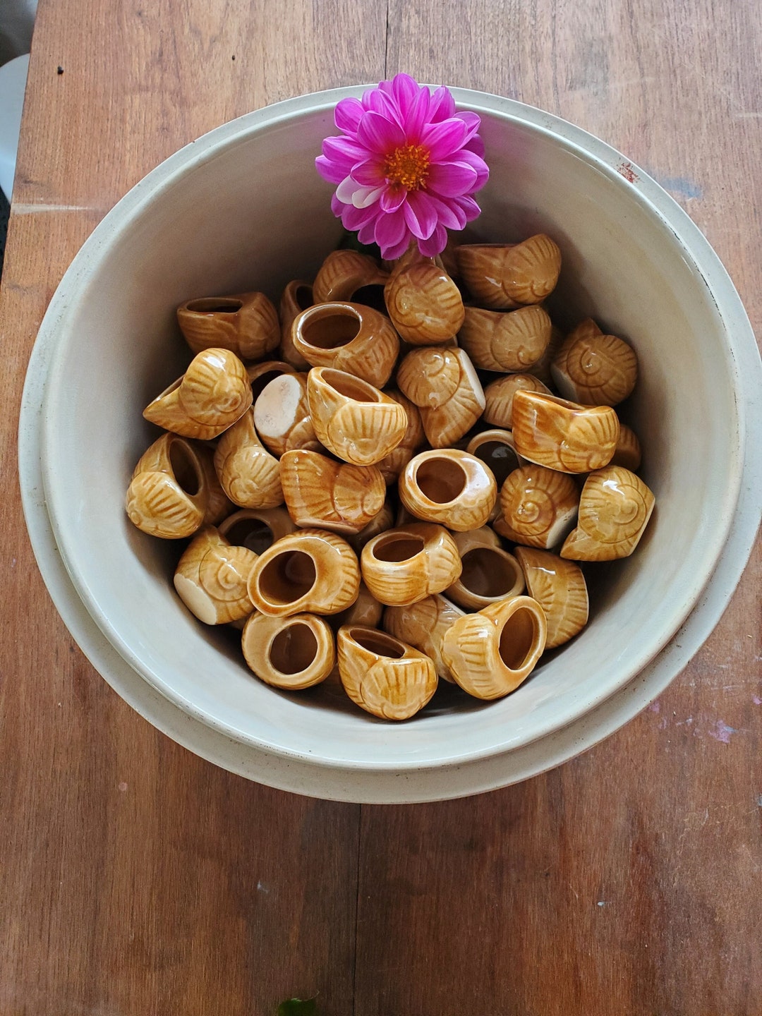 SET OF 6. Vintage French Escargot Pots Ceramic Individual Snail Shaped ...