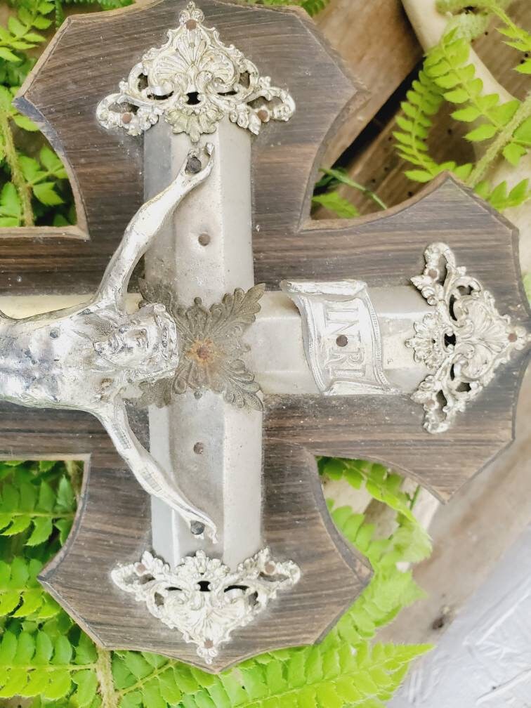Antique French Religious Crucifix Font: Sacred Heart Benetier, Marked ...