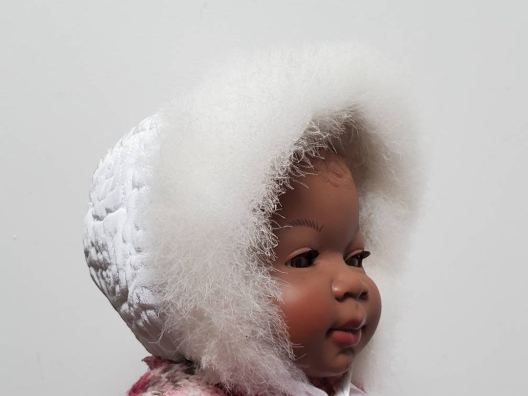 Vintage French Marabou Feather Baby Bonnet. White Stitched Cotton ...