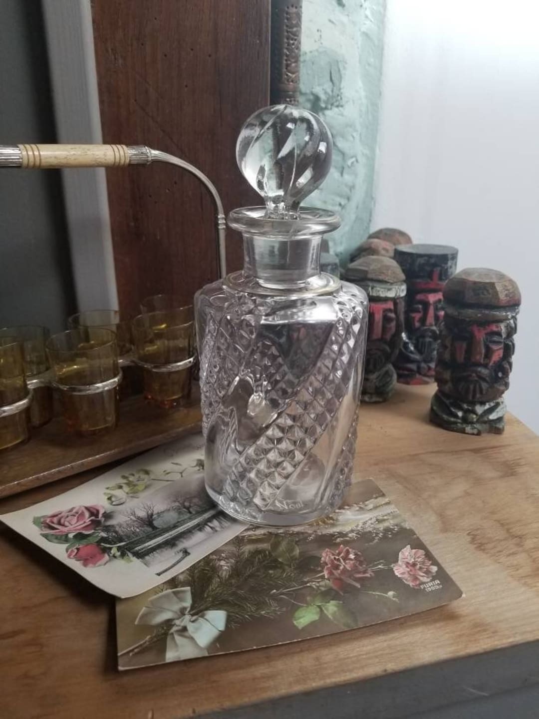 Antique French Baccarat Crystal Perfume Bottle With Stopper Serpentine ...