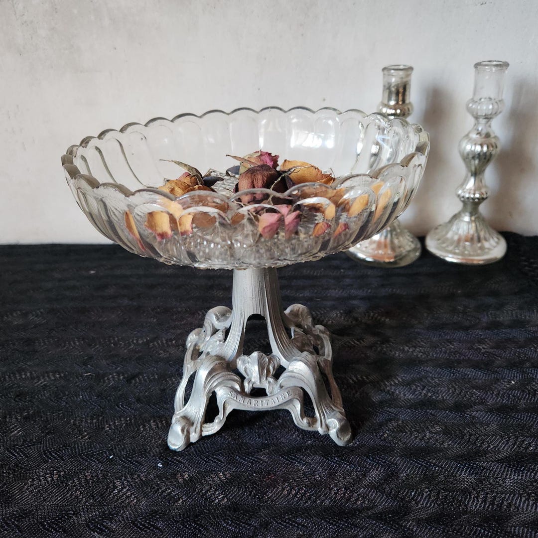 Antique French Crystal Compotier: La Samaritaine Paris, Late 1800s ...