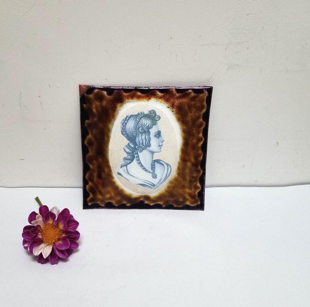 Antique French Enamel Tile: Neoclassical Roman Portrait, Art Nouveau - Etsy