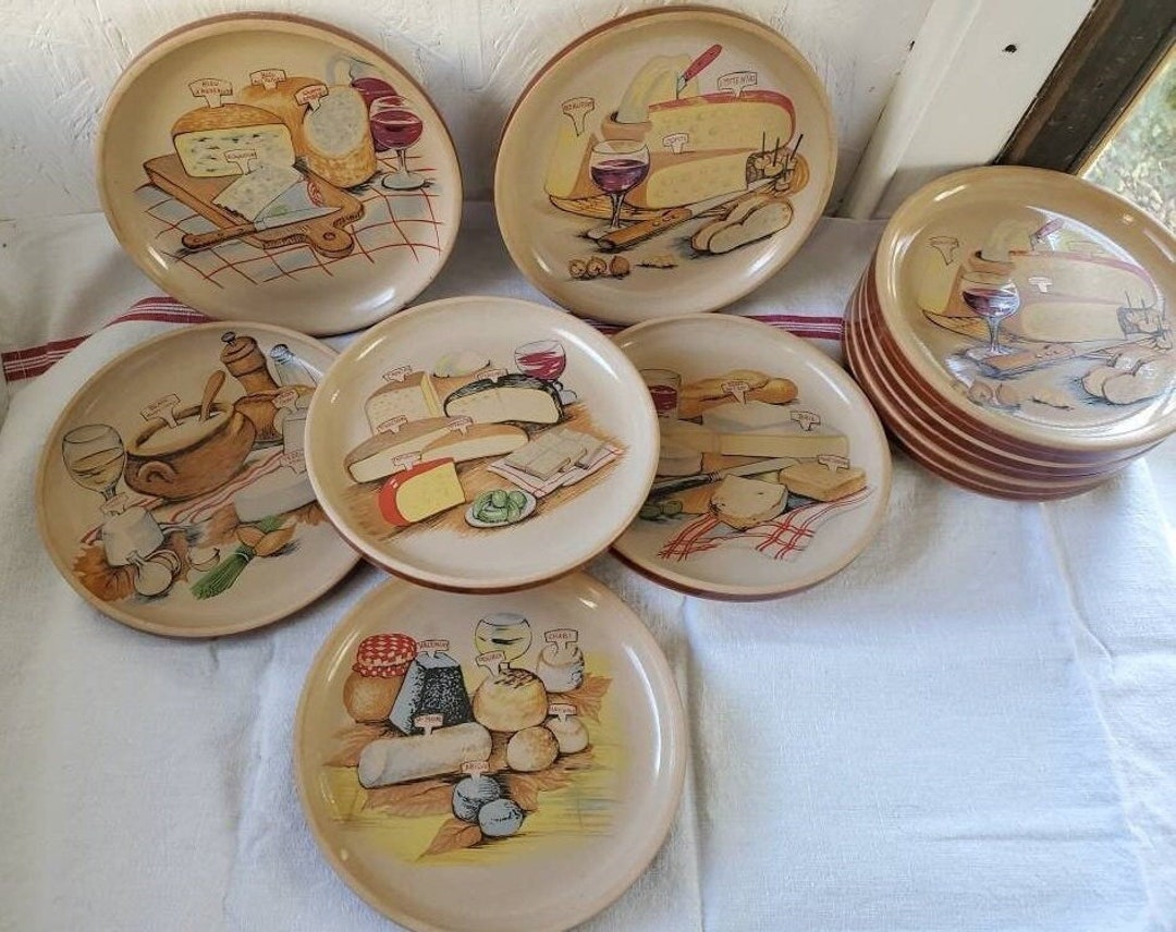 Vintage French GIEN Terracotta Side Plates. 6 French Cheese Plates. Set ...
