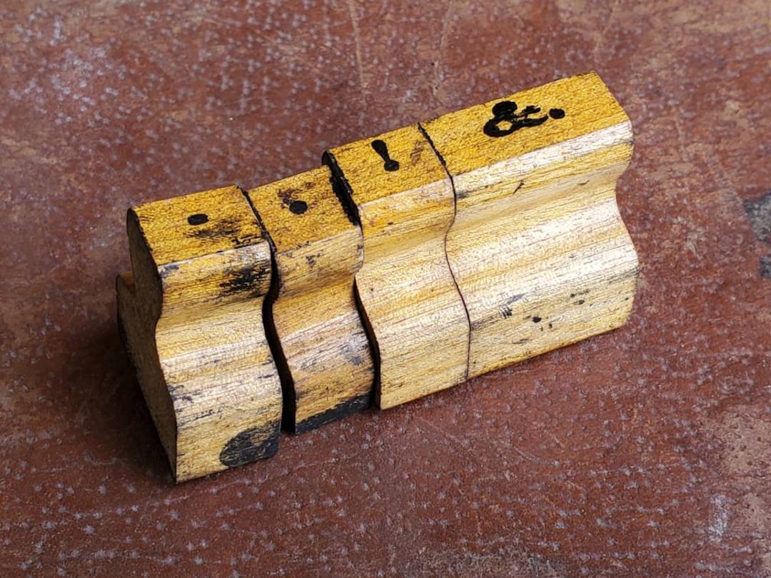 Vintage French Printing Punctuation Stamp. Ink Printers Block. Rubber ...