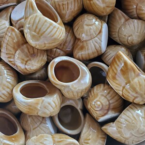 SET OF 6. Vintage French Escargot Pots Ceramic Individual Snail Shaped ...