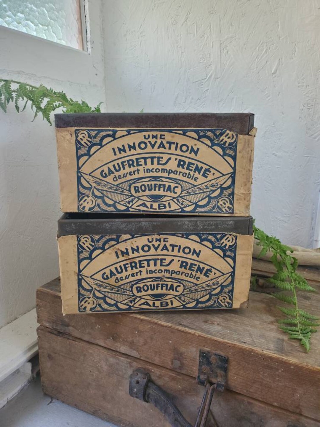 SOLD SEPARATELY Vintage French Rustic Tins Gaufrettes René Albi. Rustic ...