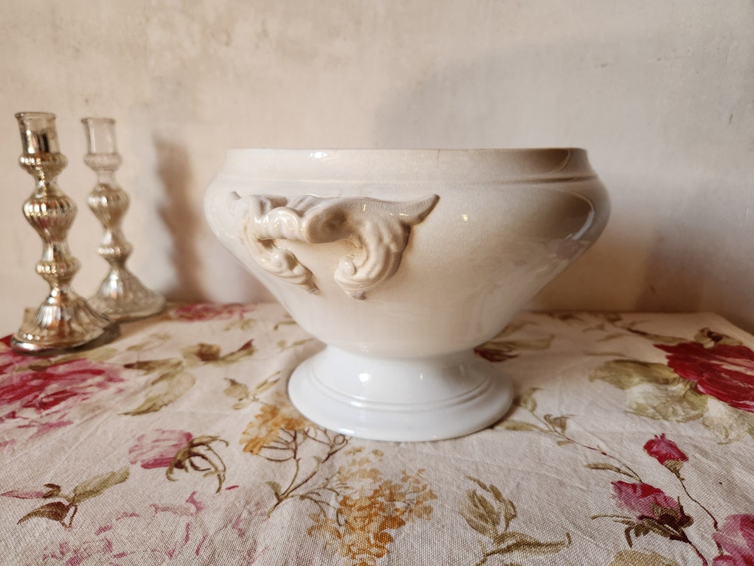 Antique French Circa Badonviller White Ironstone Soup Tureen No Lid ...