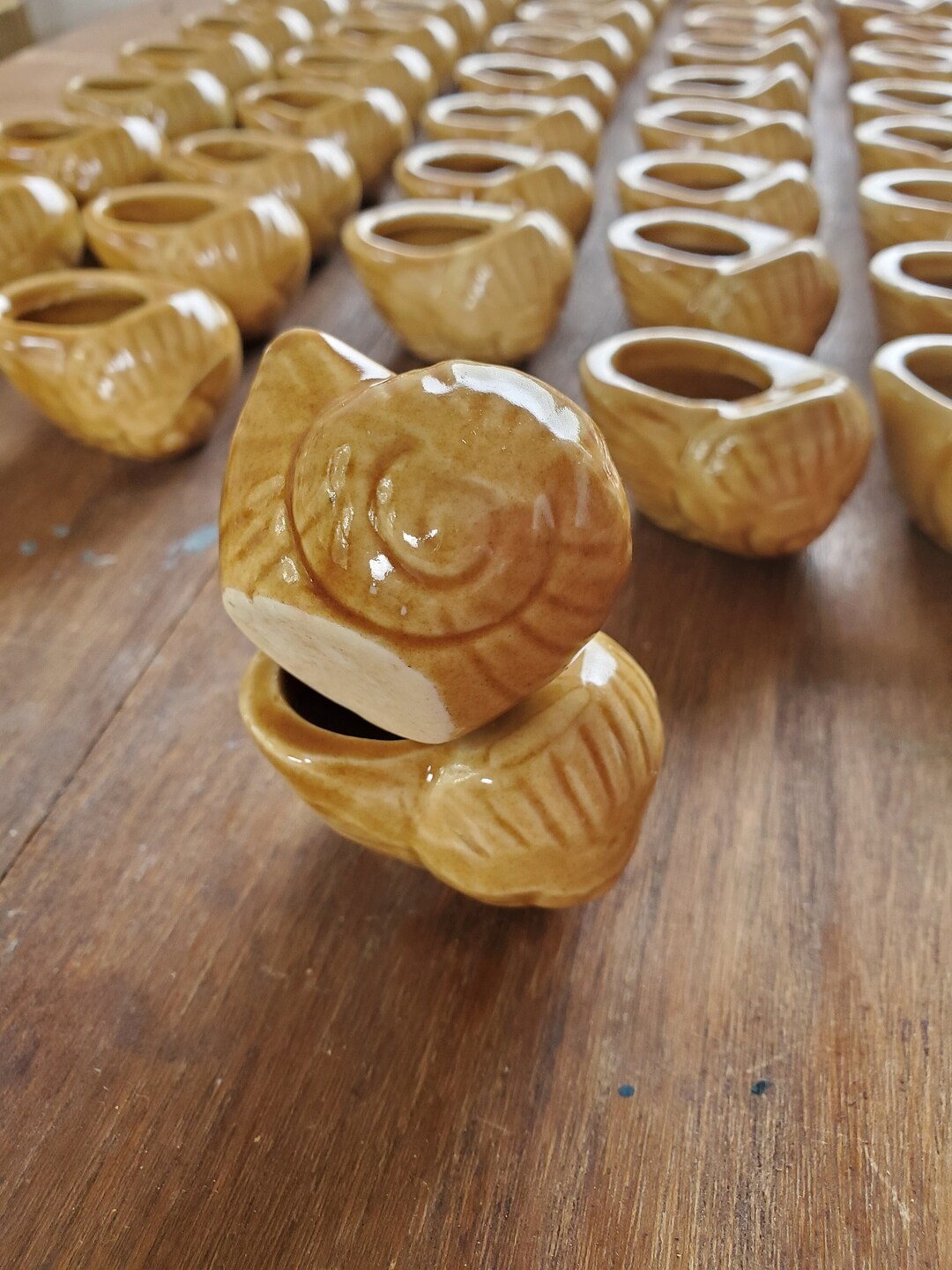 SET OF 6. Vintage French Escargot Pots Ceramic Individual Snail Shaped ...