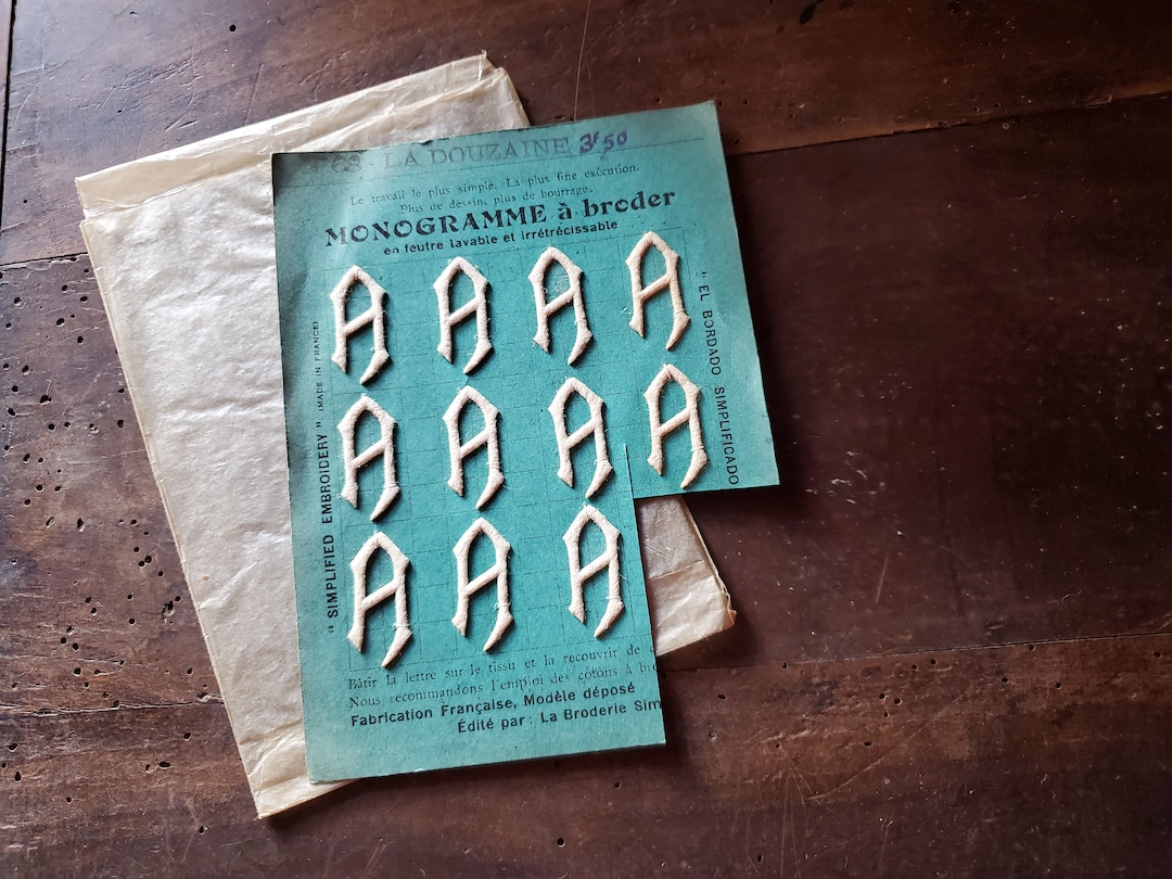 Vintage 1940s A Initial Whole Sheet French Monogram Initials to ...