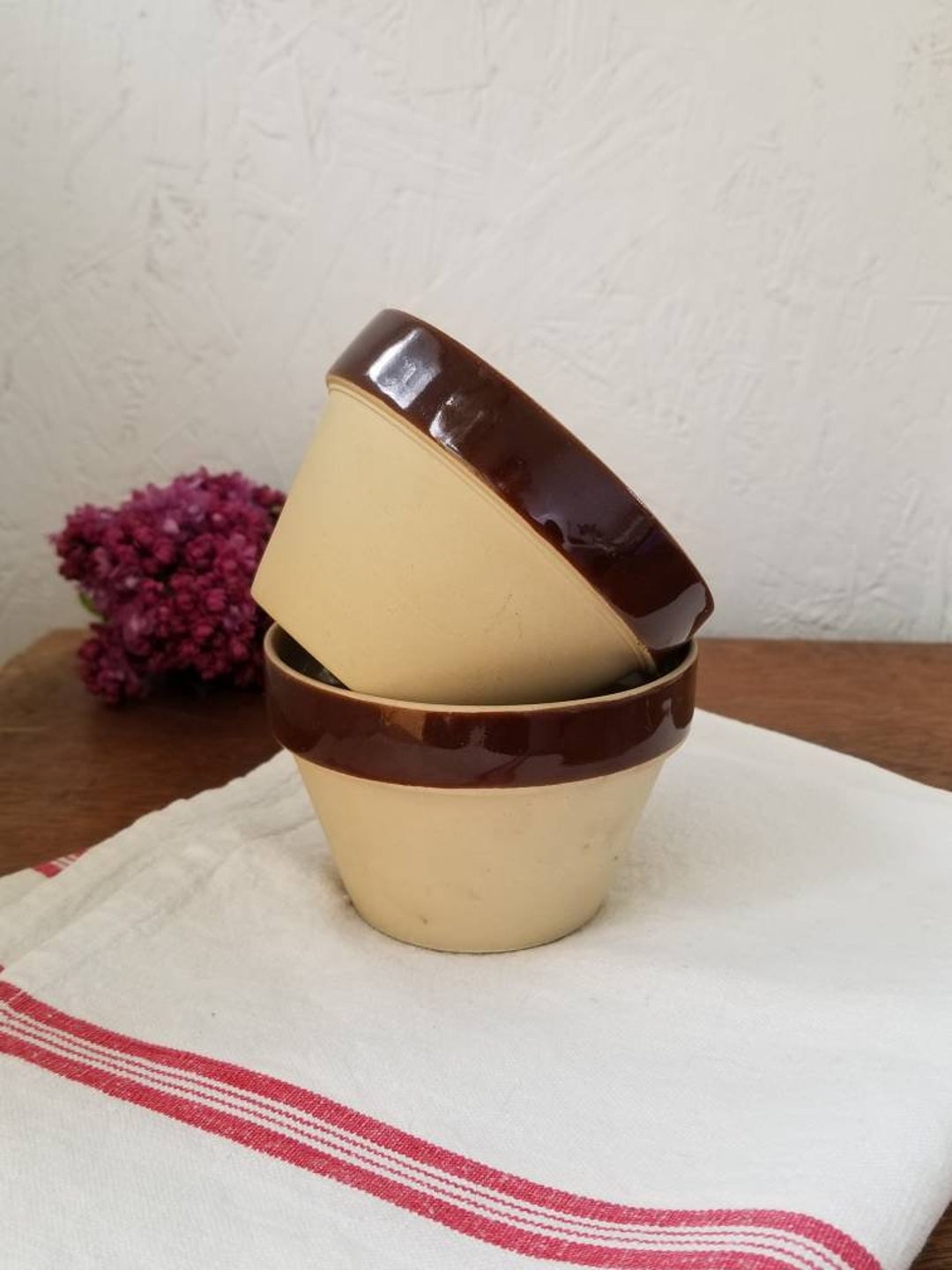 Vintage French 2 Small Stoneware Digoin Bowls. Digoin Grespot. Small ...