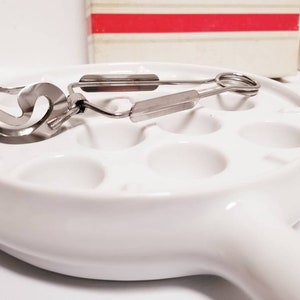 Vintage French Letang & Remy 6 Escargot Tongs in Box With White ...