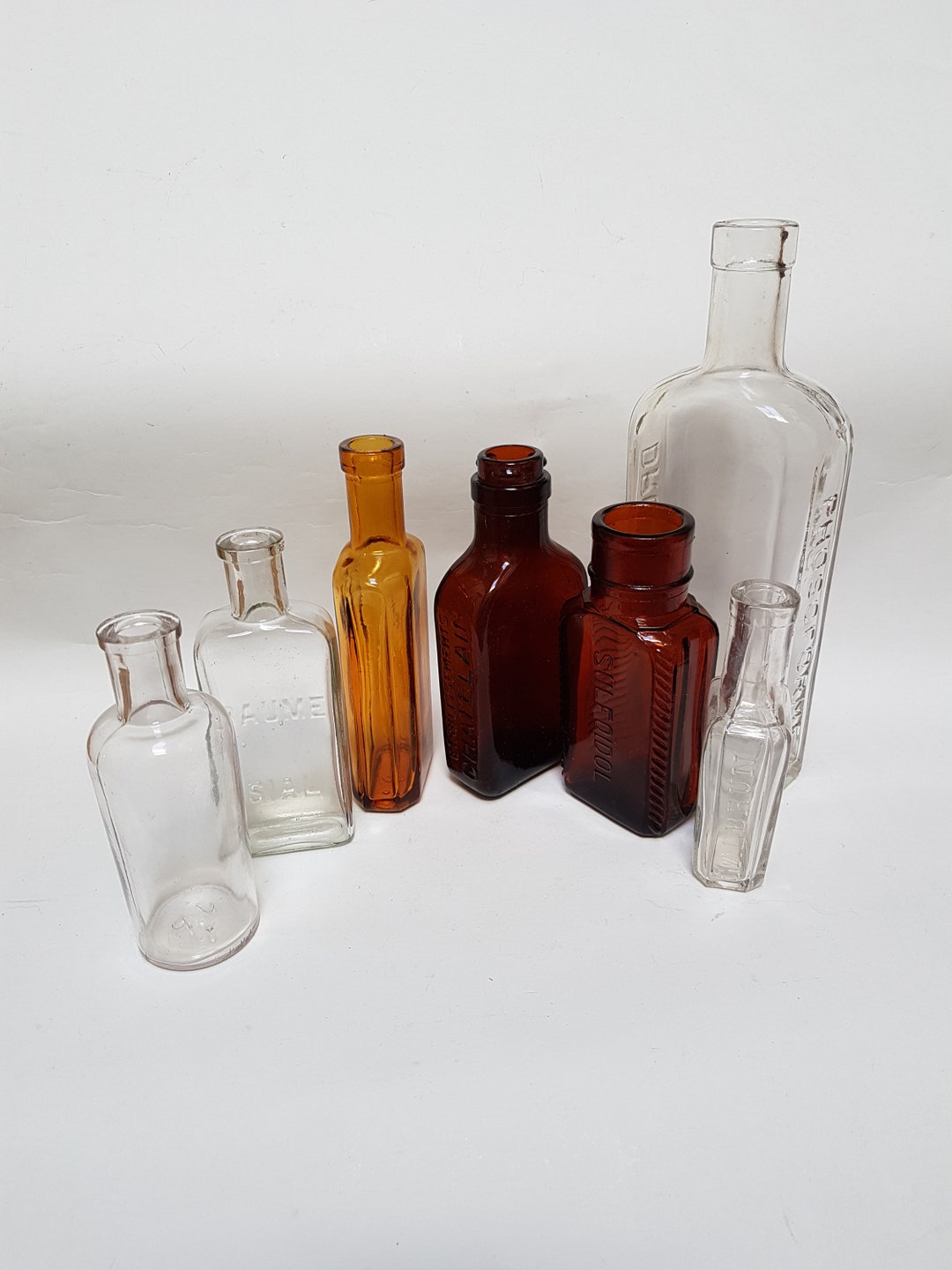 Collection of Vintage Pharmacy Glass Bottles. Modern Vintage Bathroom ...