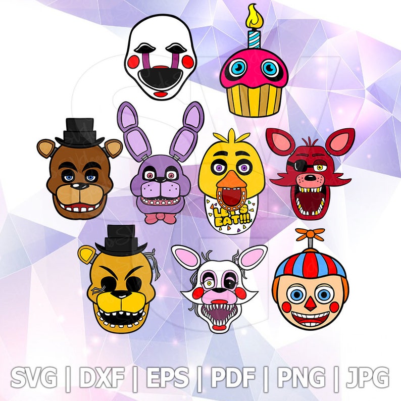 FNAF Five nights at Freddy Characters Layered SVG DXF Vector | Etsy