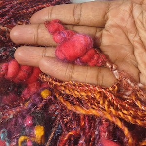 Red Panda. Handspun Art Yarn With Coils and Bobbles. 2ply Art Yarn ...