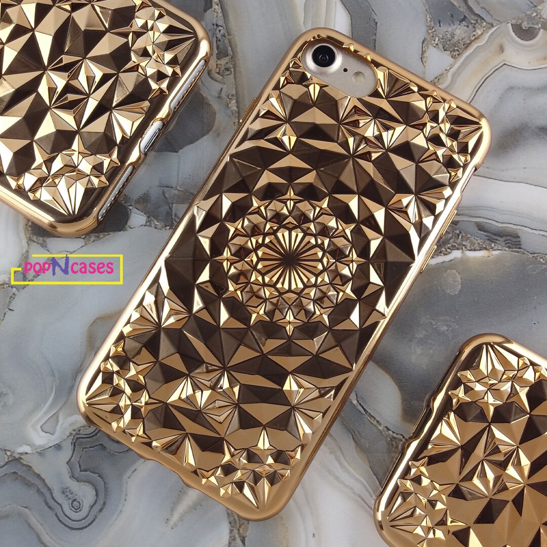 Gold Geometric Diamond iPhone Case: Bronze Electroplated Silicone - Etsy