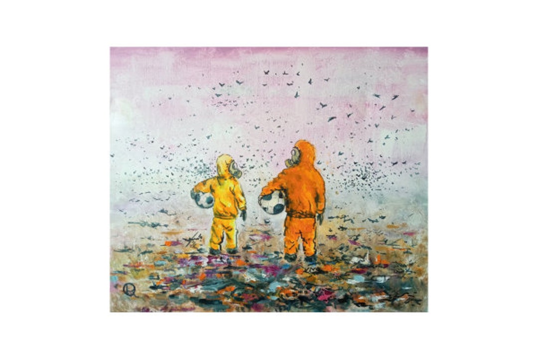 Original Oil Painting Survive the Pollution, Social Art, Futuristic ...
