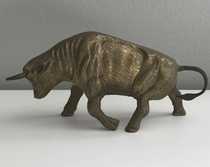 Rare Vintage Brass Bull | Modern Farmhouse | Brass Cow | Brass Animal ...